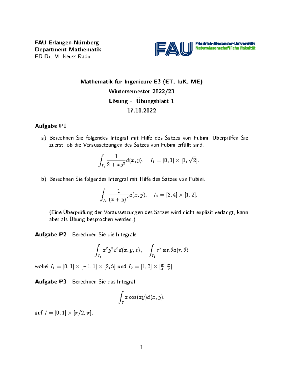 Blatt-01-Loes - Lösungen - FAU Erlangen-N ̈urnberg Department ...