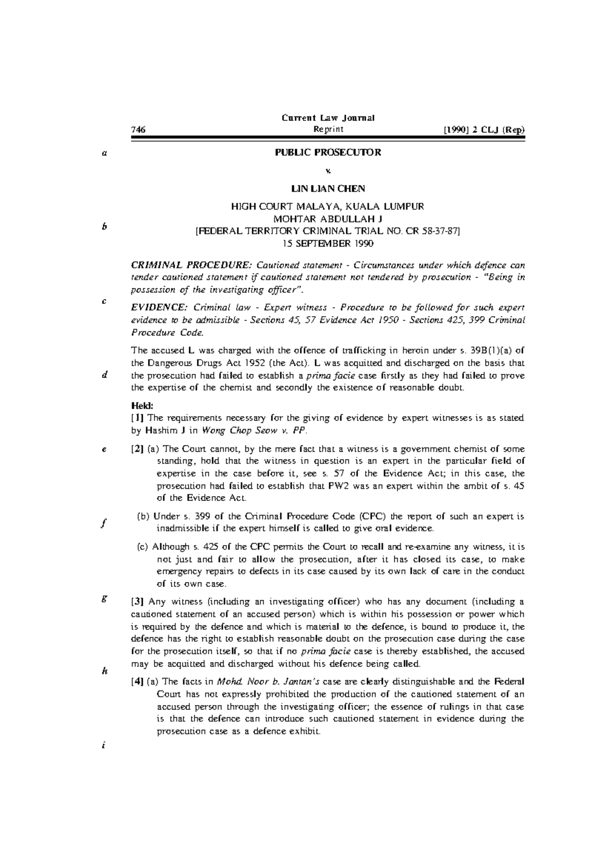 PP v Lin Lian Chen - Current Law Journal Reprint a b c d e f g h i 746 ...