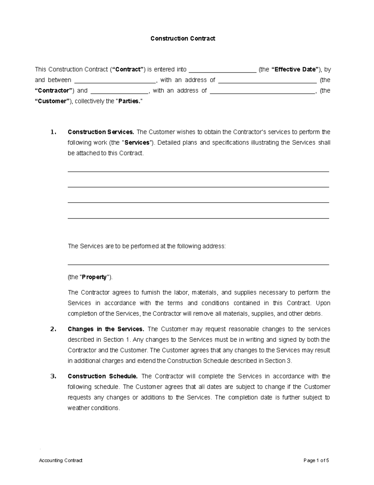 Example OF Contract - Construction Contract This Construction Contract ...