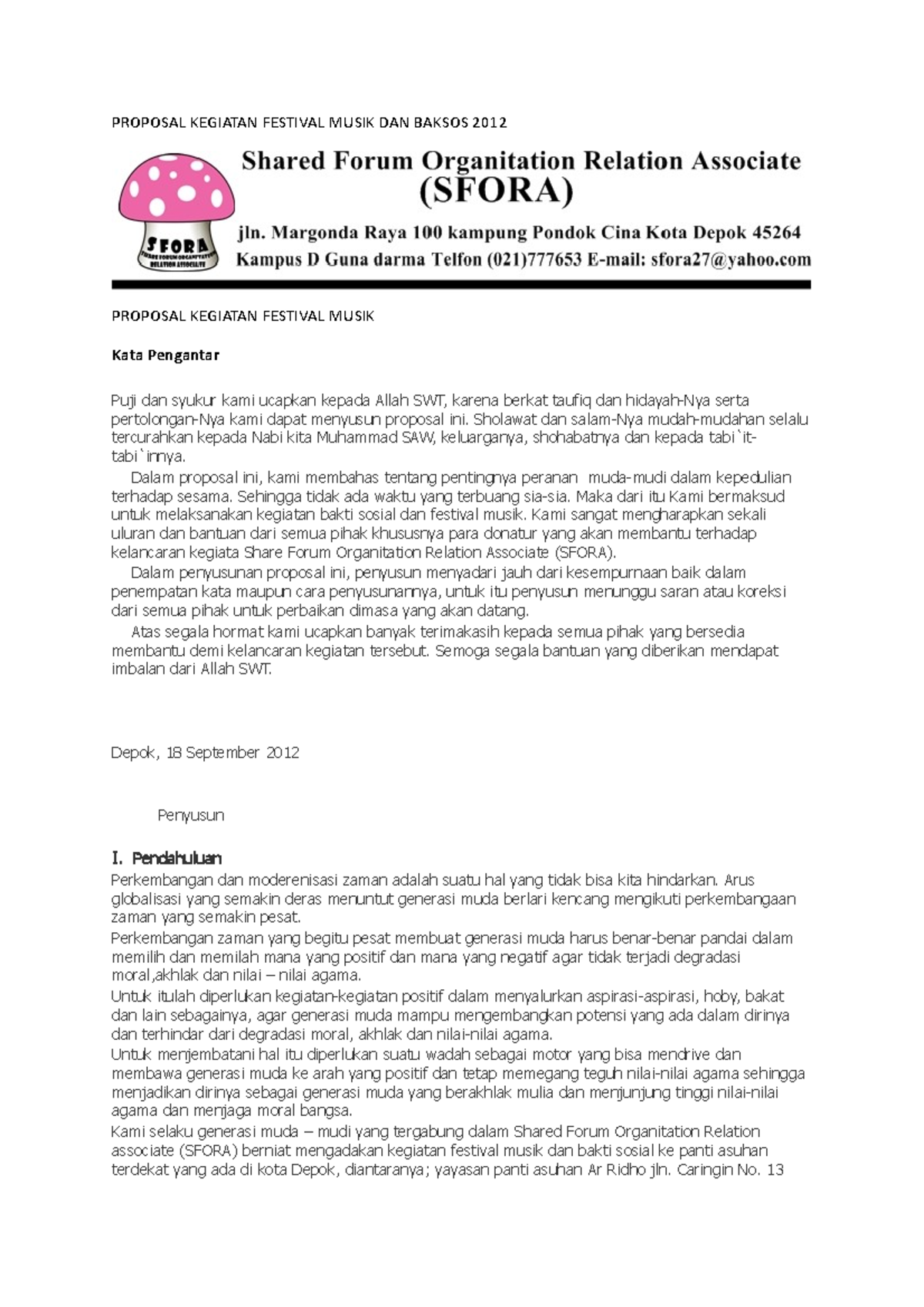 Proposal Kegiatan Festival Musik DAN Baksos - PROPOSAL KEGIATAN ...