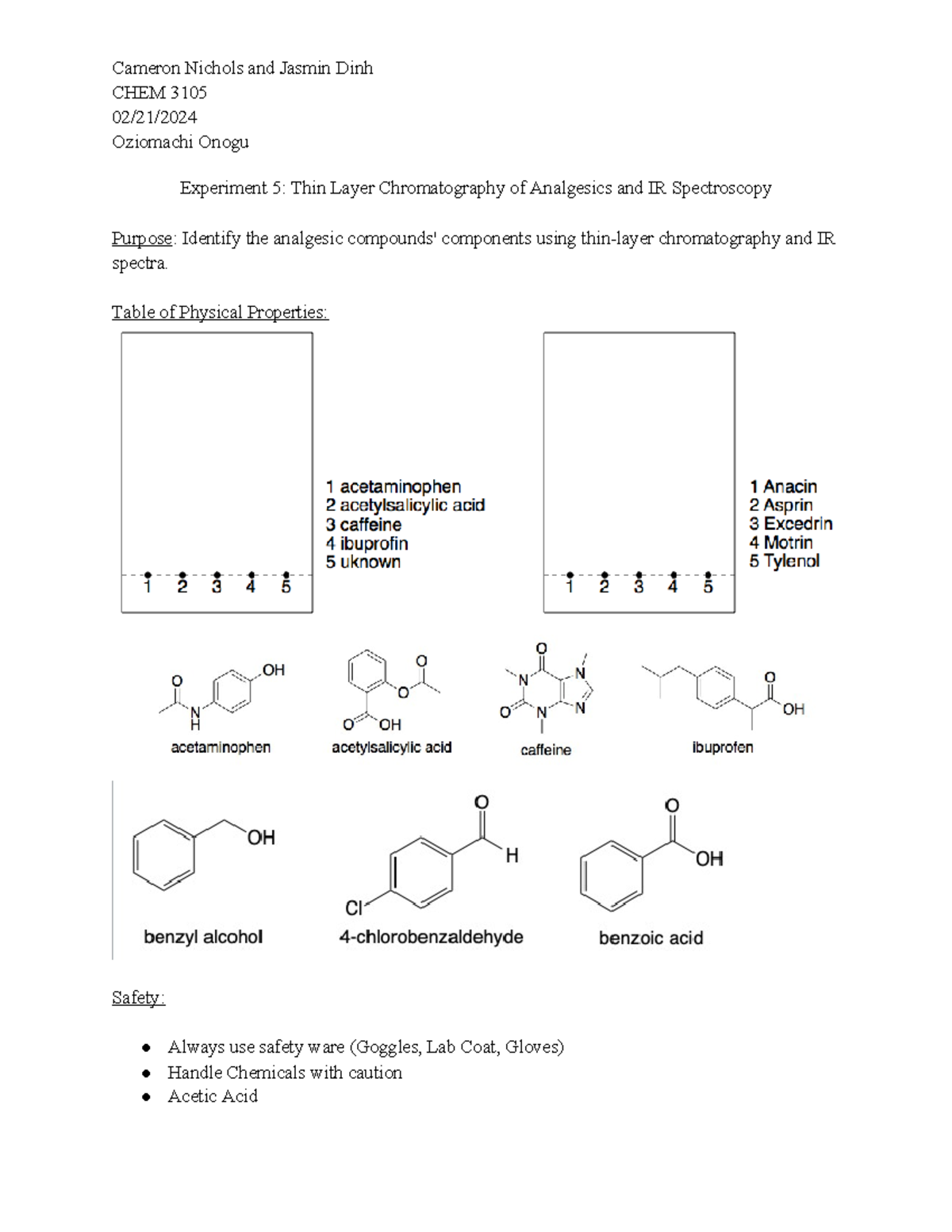 Lab Report 5 OCH - Cameron Nichols and Jasmin Dinh CHEM 3105 02/21 ...