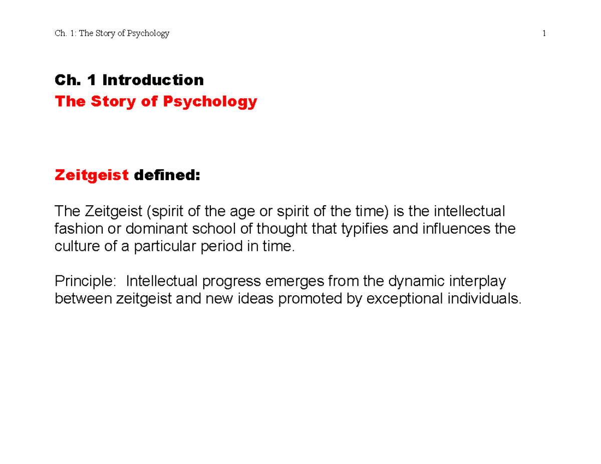 Ch. 1 Intro OH - thats it - Ch. 1 Introduction The Story of Psychology ...