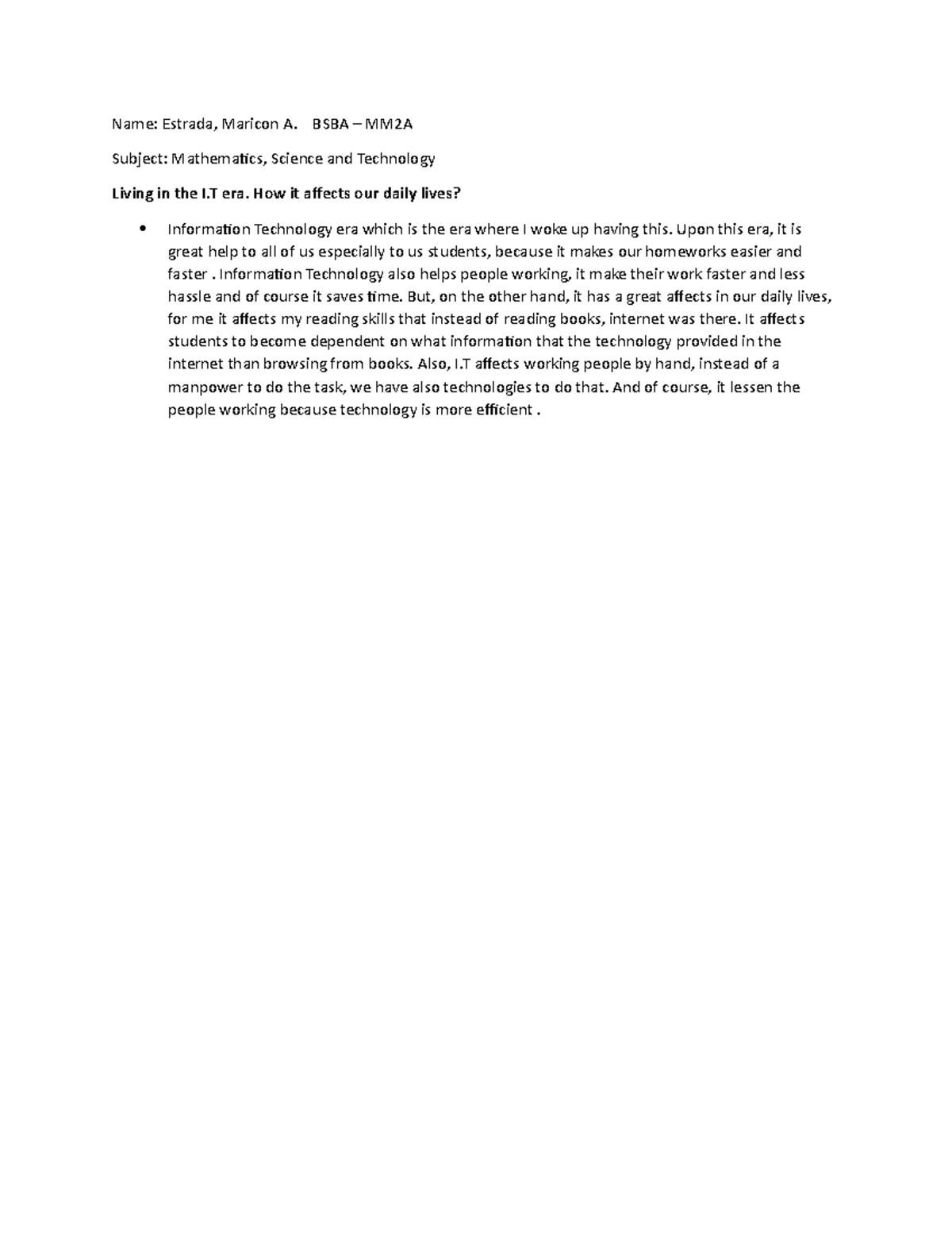 Estrada, Maricon A (MST) - Name: Estrada, Maricon A. BSBA – MM2A ...