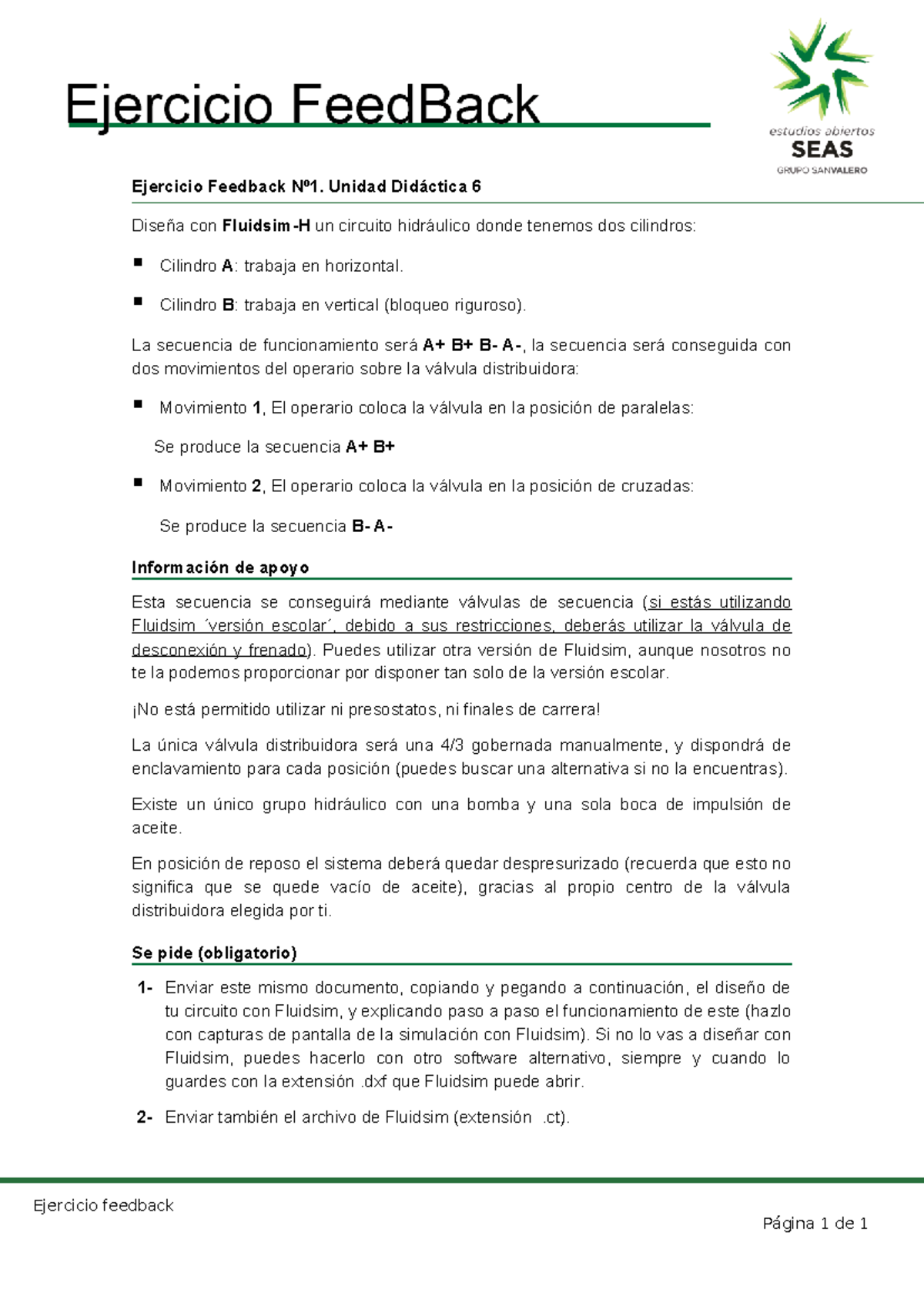 M045 UD06 EFb1 - se pide un ejercicio complementario - Ejercicio Feedback Nº1. Unidad Didáctica ...