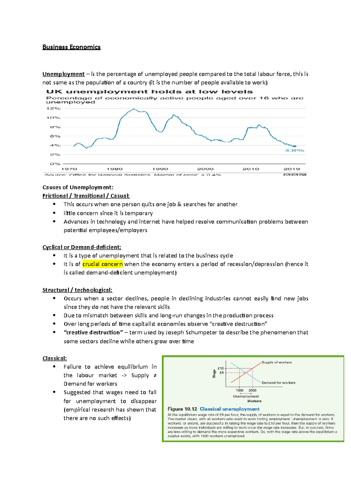 Business Economics Notes 3 - SEM 2 - Business Economics Unemployment ...
