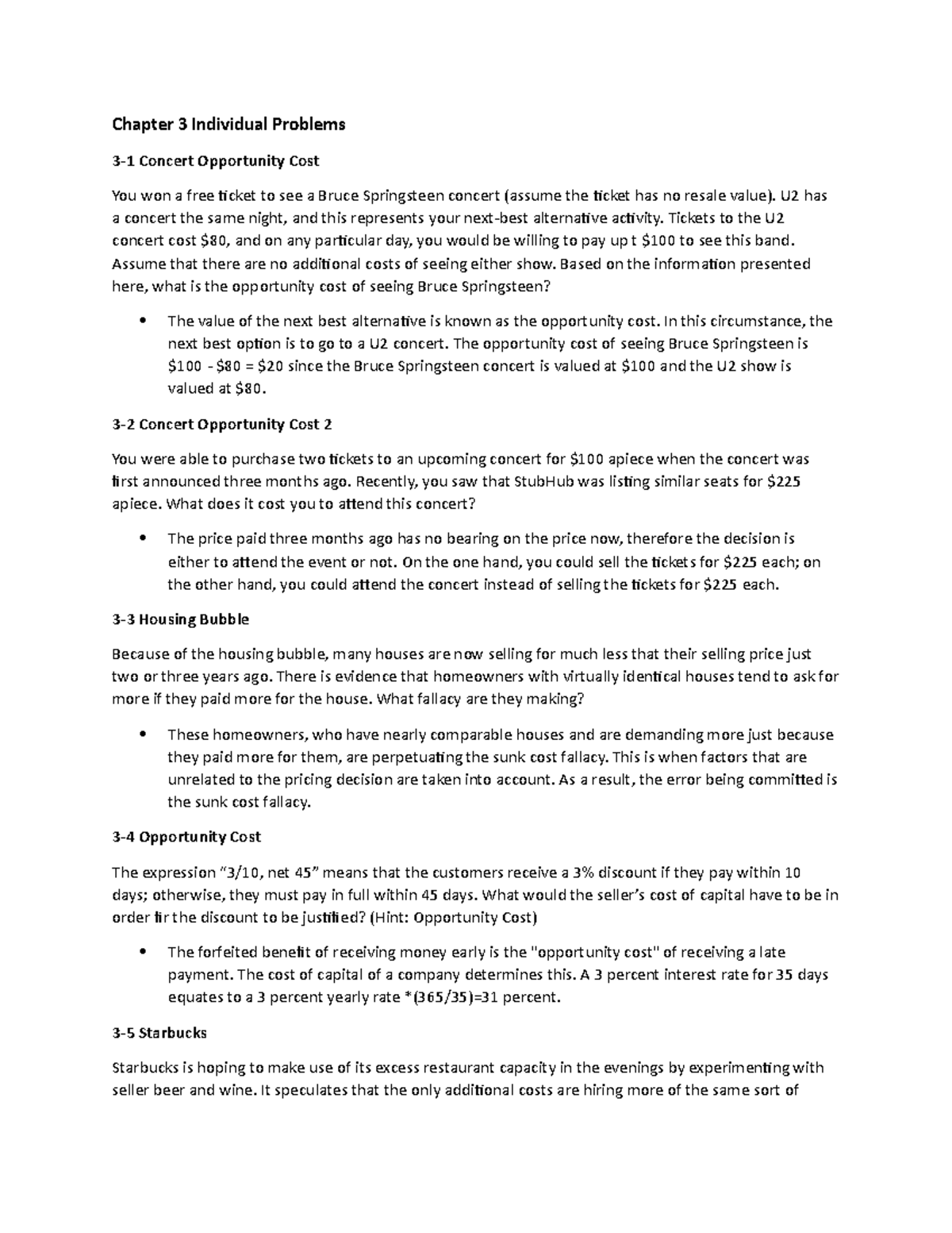 Chapter 3 Individual Problems - Chapter 3 Individual Problems 3-1 ...