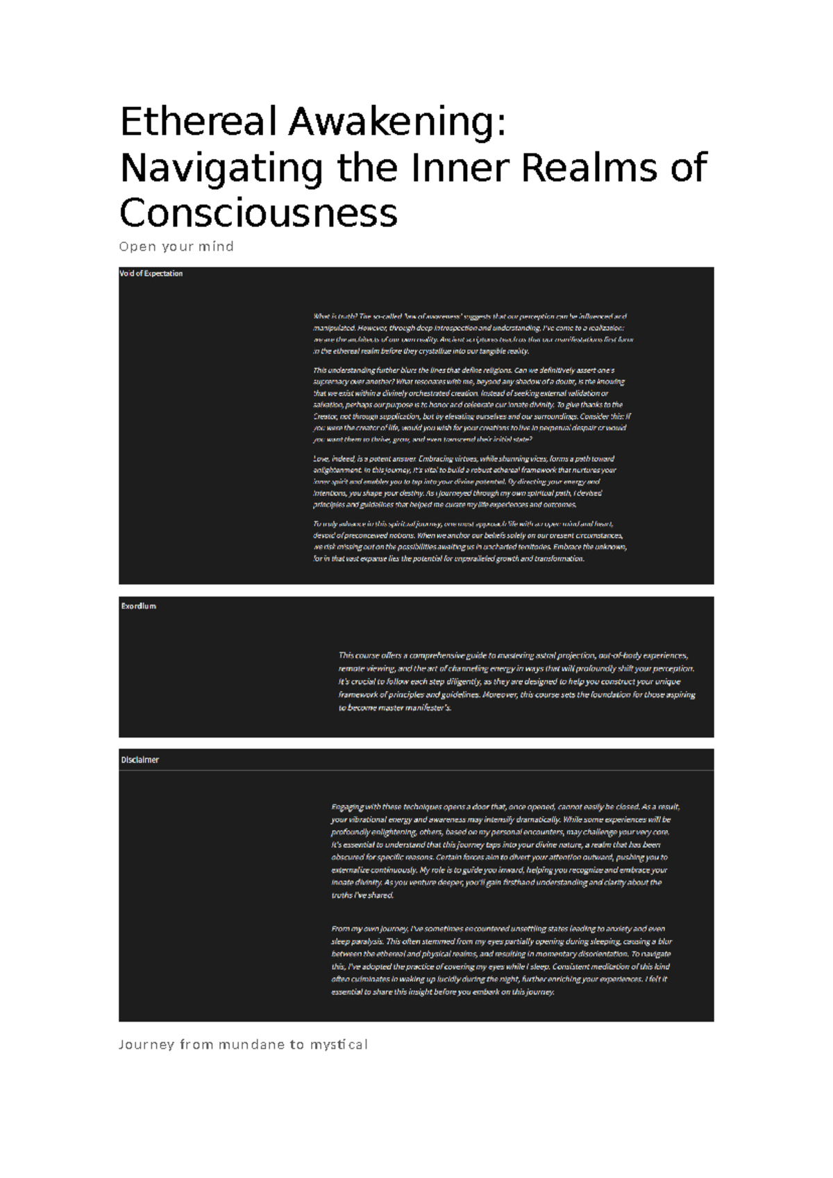 Ethereal Awakening - Sociología general - Ethereal Awakening ...