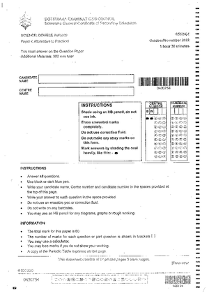Bgcse English WITH Answers - NEW Version - PAPER 1 MATERIAL HINTS FOR ...