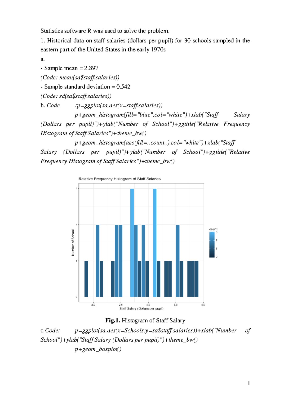 Exercise 1 - Thiết kế thực nghiệm - Statistics software R was used to ...