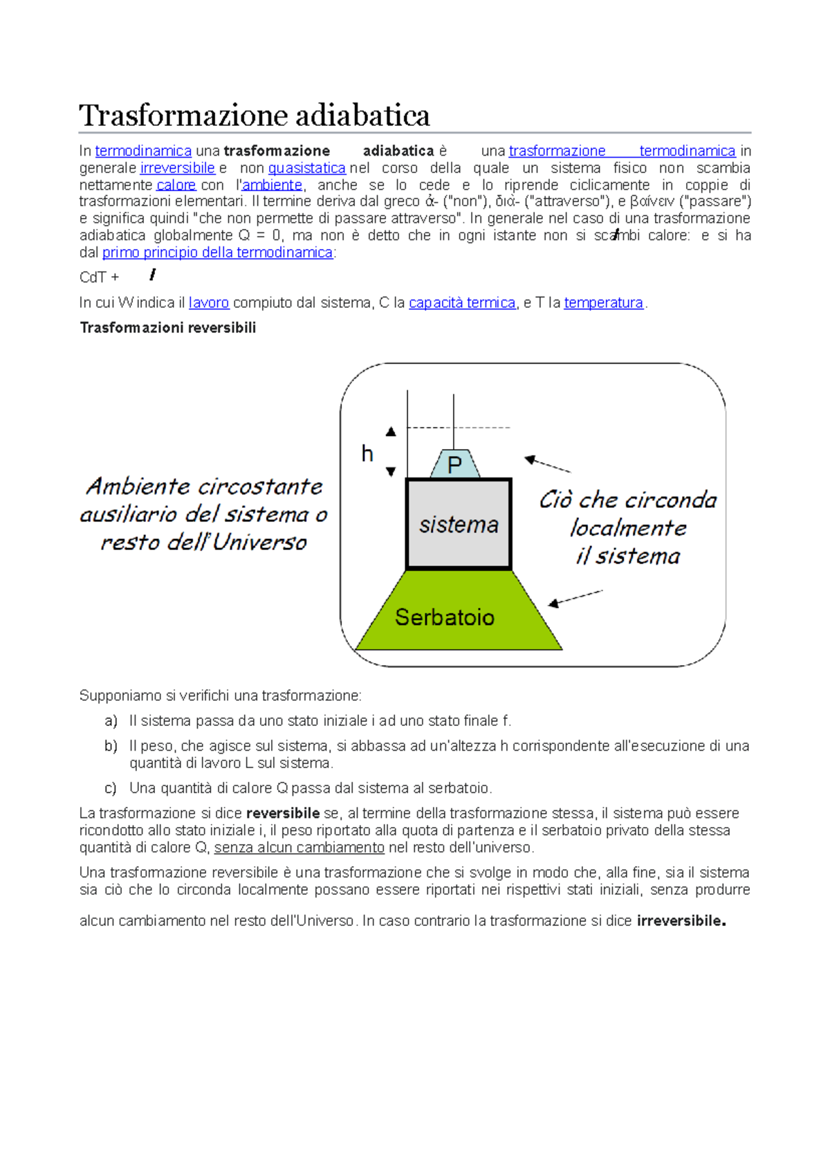 Trasformazione adiabatica - Il termine deriva dal greco ἀ- ("non ...