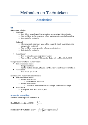 Methoden en Technieken 2 Uitleg welke statistische toets je moet ...