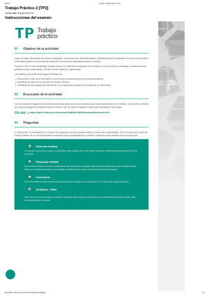 Examen Trabajo Práctico 1 [TP1] 85% - Trabajo Práctico 1 [TP1] Comenzado: 10 de ago en 21: - Studocu