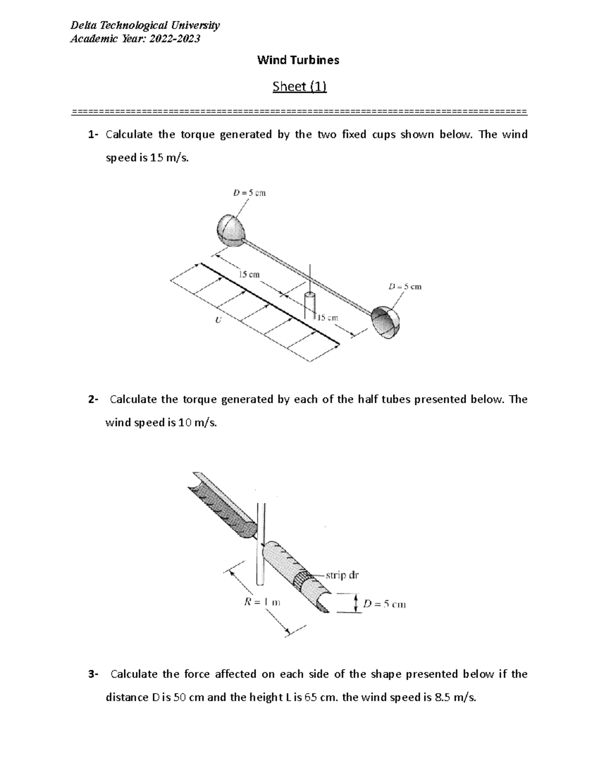 Sheet 1 Wind Turbines - Delta Technological University Academic Year ...