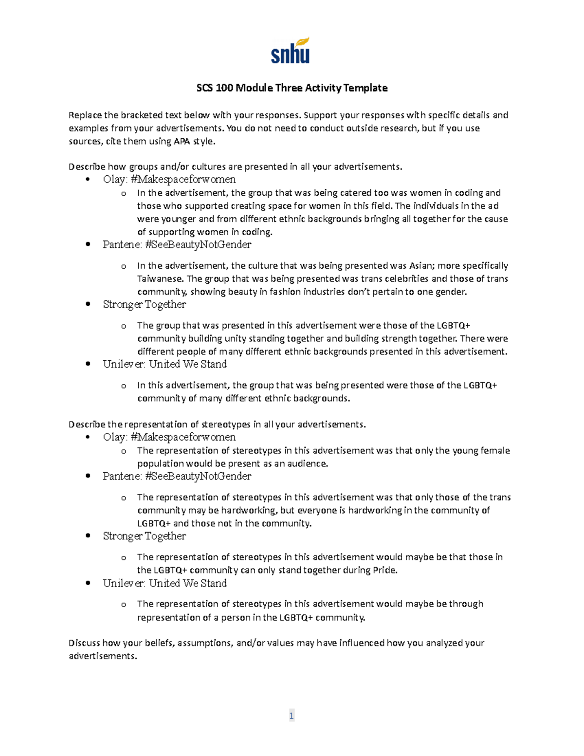 SCS 100 Module Three Activity Template - SCS 100 - SNHU - Studocu