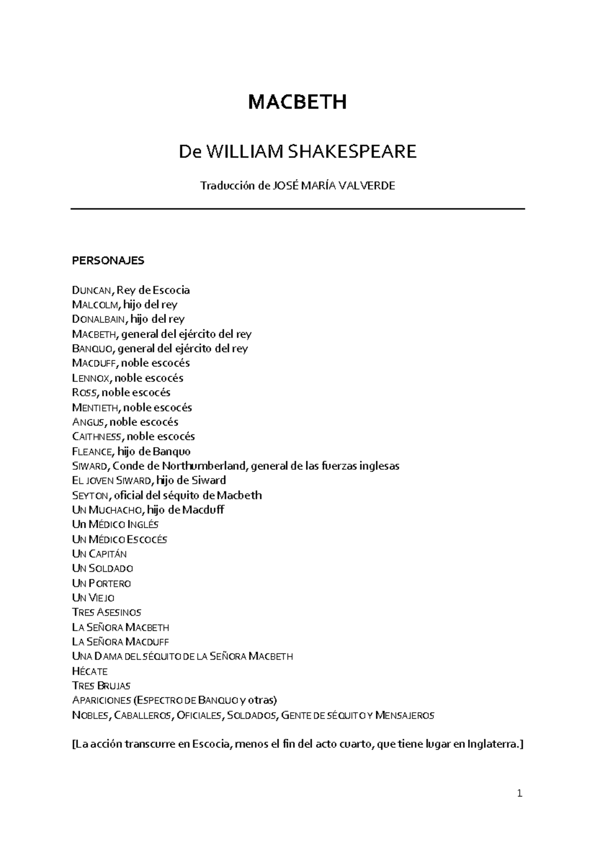 Macbeth texto - klsmkkdm - MACBETH De WILLIAM SHAKESPEARE Traducción de ...