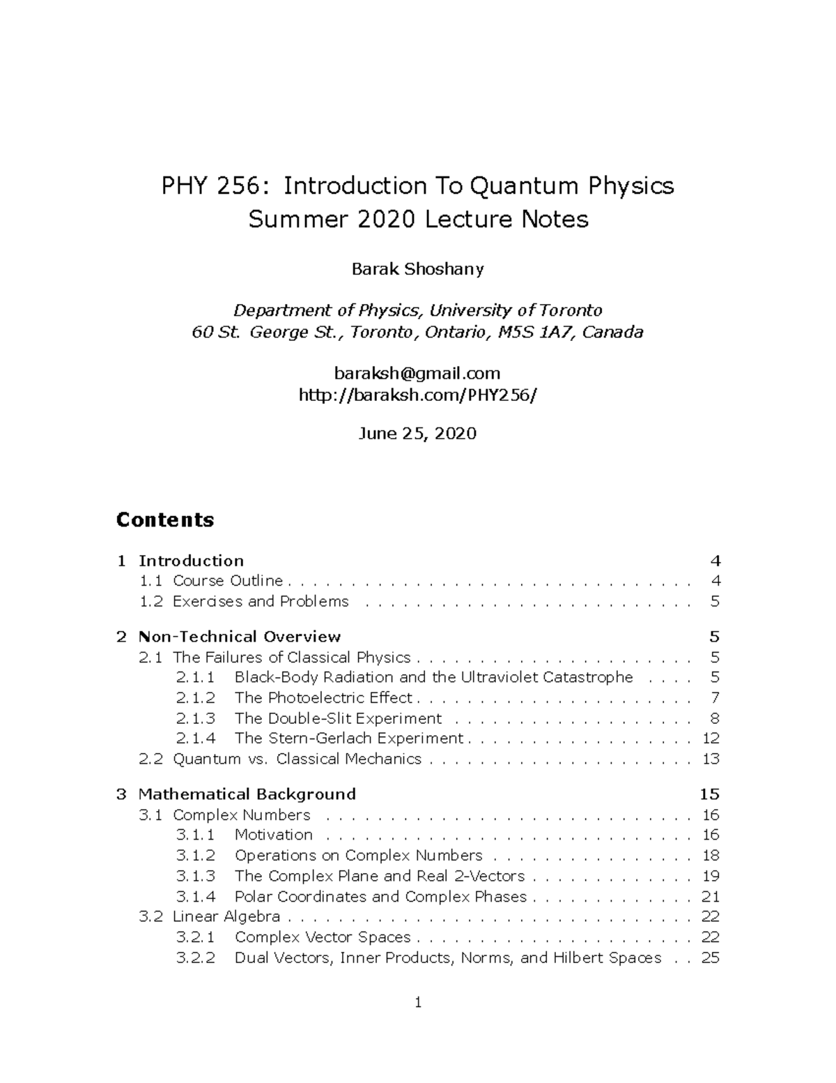Barak Shoshany PHY 256 Lecture Notes - PHY 256: Introduction To Quantum ...
