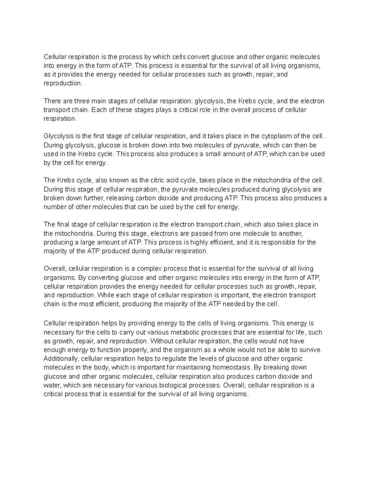 Cellular Respiration - This will be very helpful on tests, good luck ...