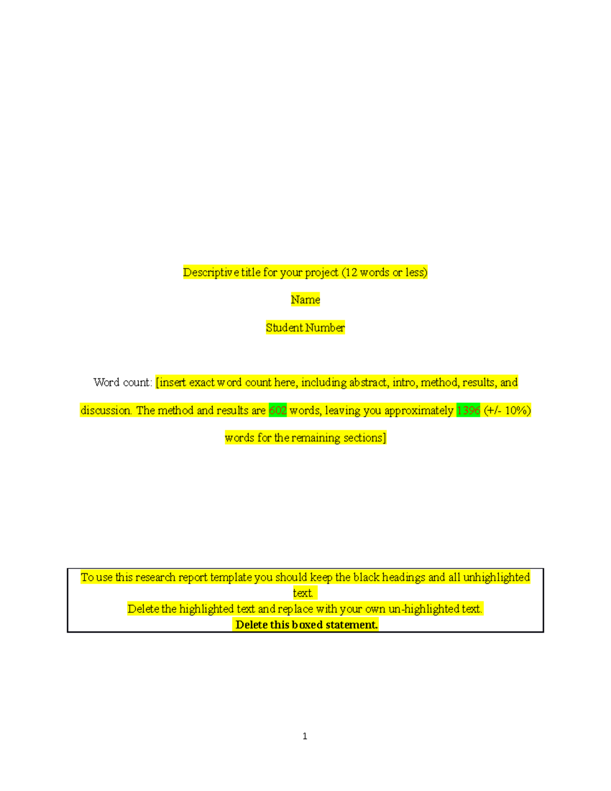 SELF Efficacy - Research Report Template S2 2023 (download and type ...