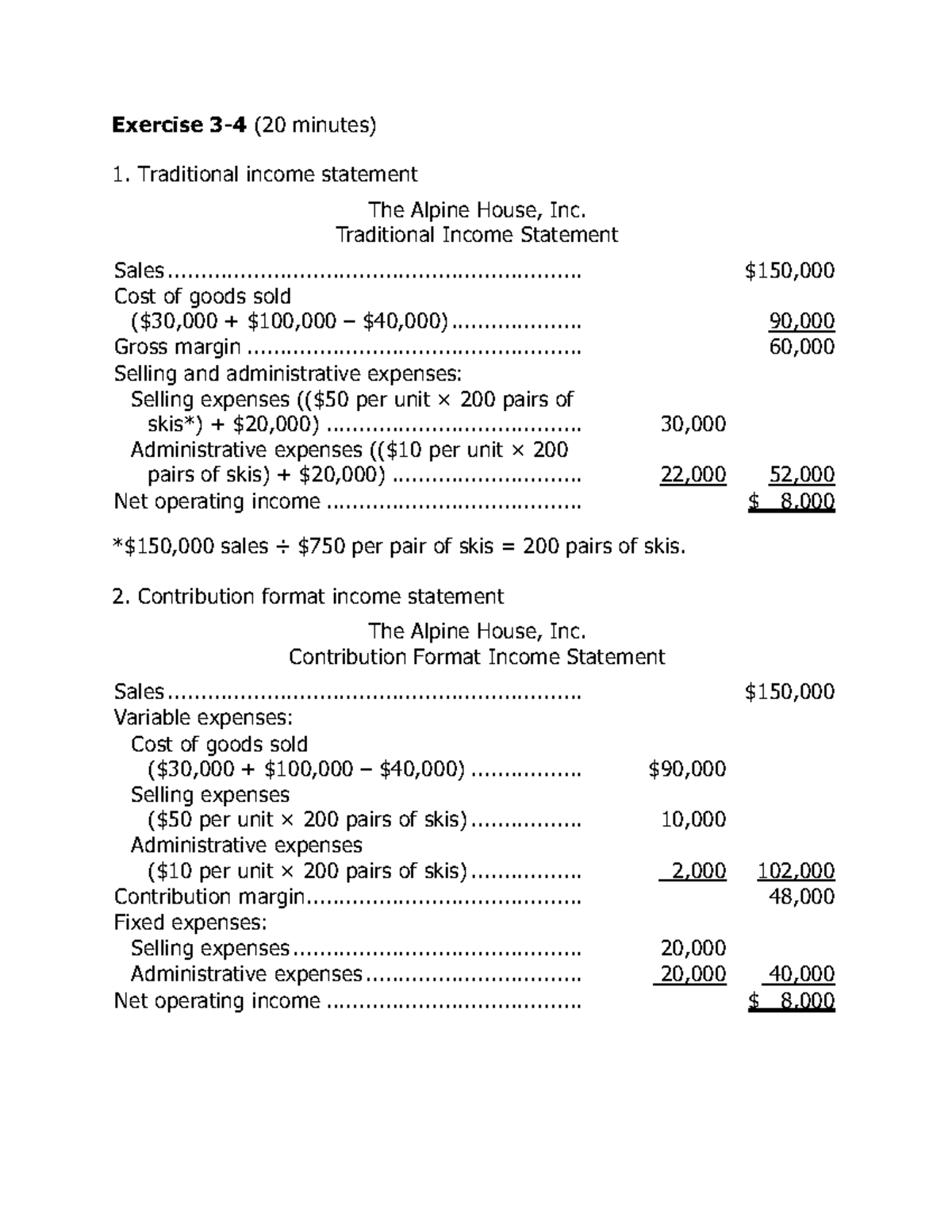 Chapter 3 - Textbook - Exercise 3 - 4 (20 minutes) Traditional income ...