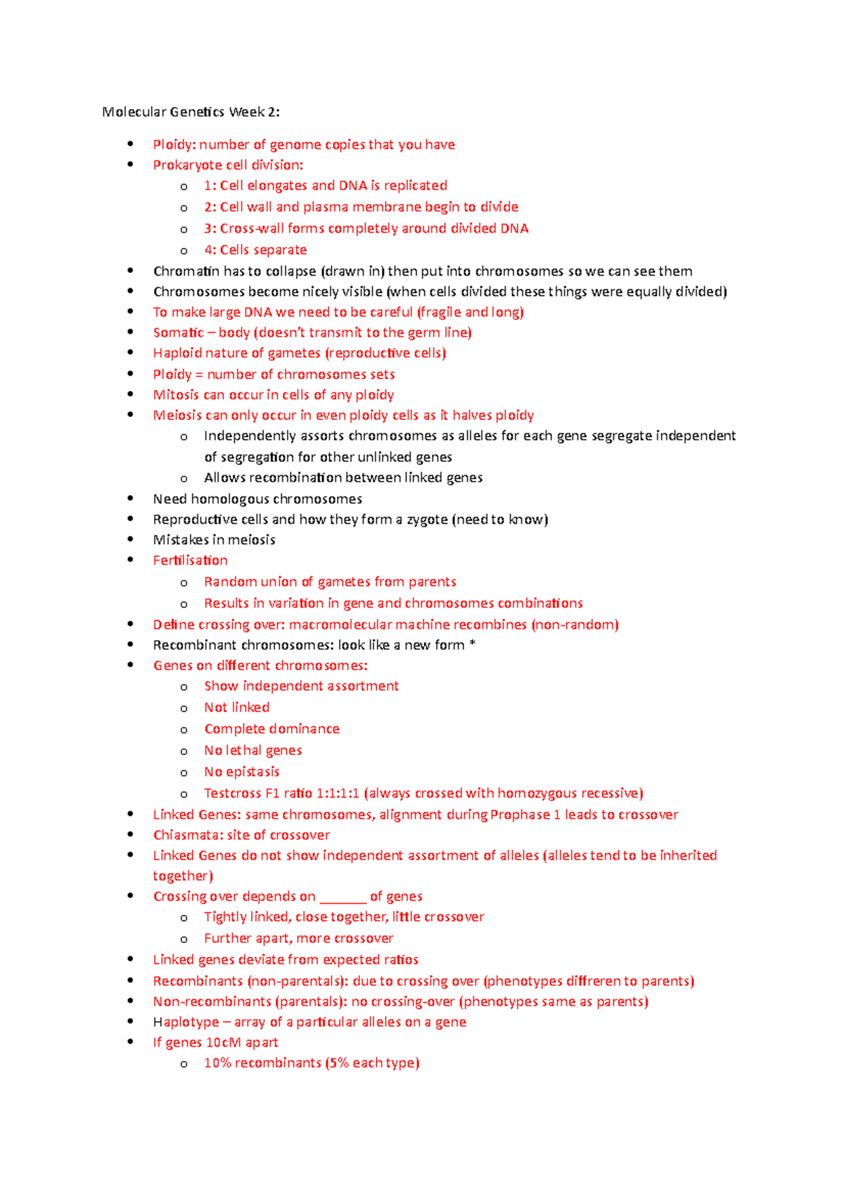 Molecular Genetics Week 2 - ... Or ratio deviation Linkage maps: use ...