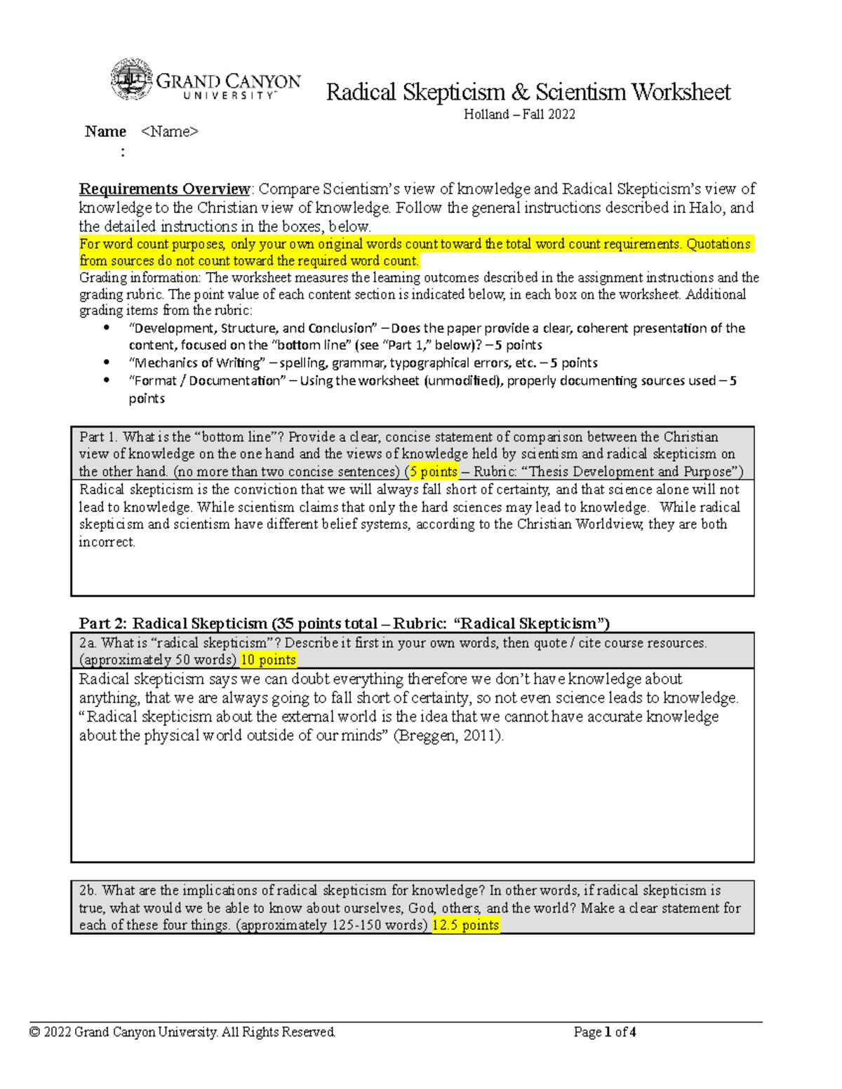 Skepticism Scientism Holland SP22 Intro to Philosophy and Ethics PHI ...