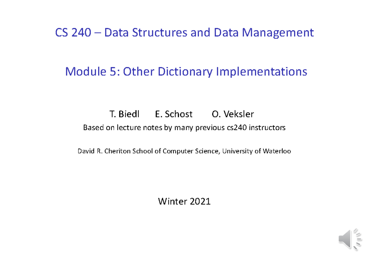 Cs240 Module 5 Other Dictionary Implementations Notes For Spring 2021 Cs 240 Data
