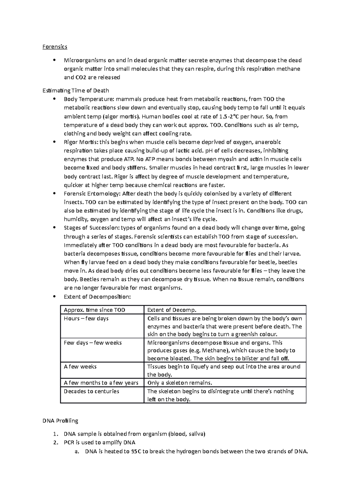 A; Forensics - Notes on time of death - Forensics Microorganisms on and ...