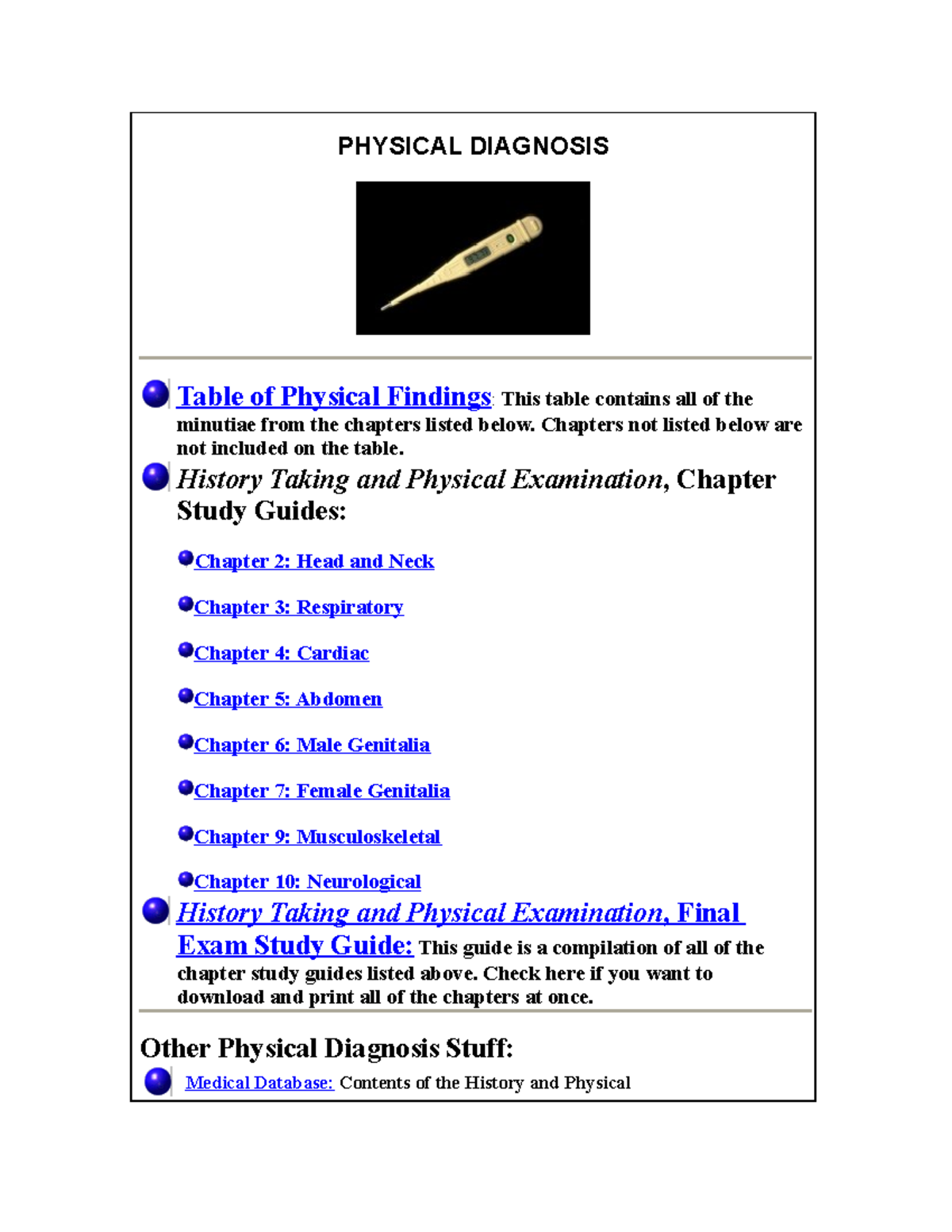 Physical Diagnosis - PHYSICAL DIAGNOSIS Table of Physical Findings ...