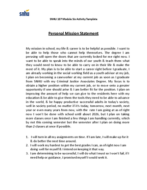 4-2 Activity Drafting Personal Mission Statement and Goals - SNHU 107 ...