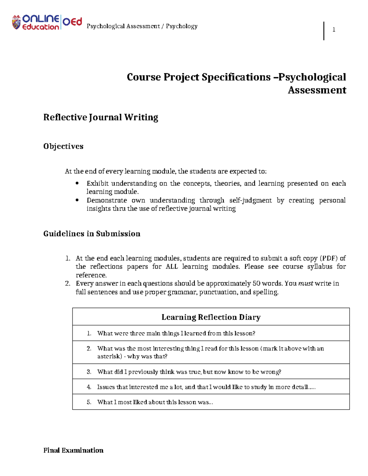 Course Project - Psychological Assessment-1 - Psychological Assessment ...