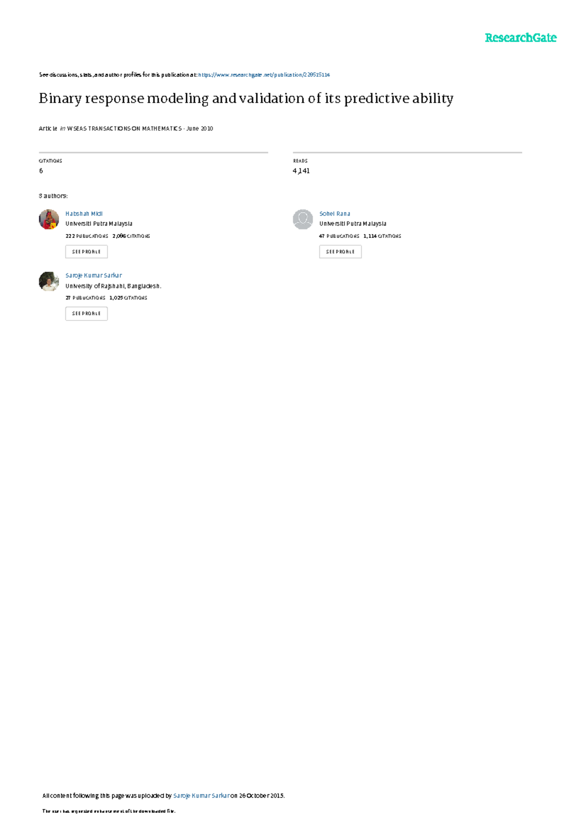 Binary Response Regression Analysis See Discussions Stats And