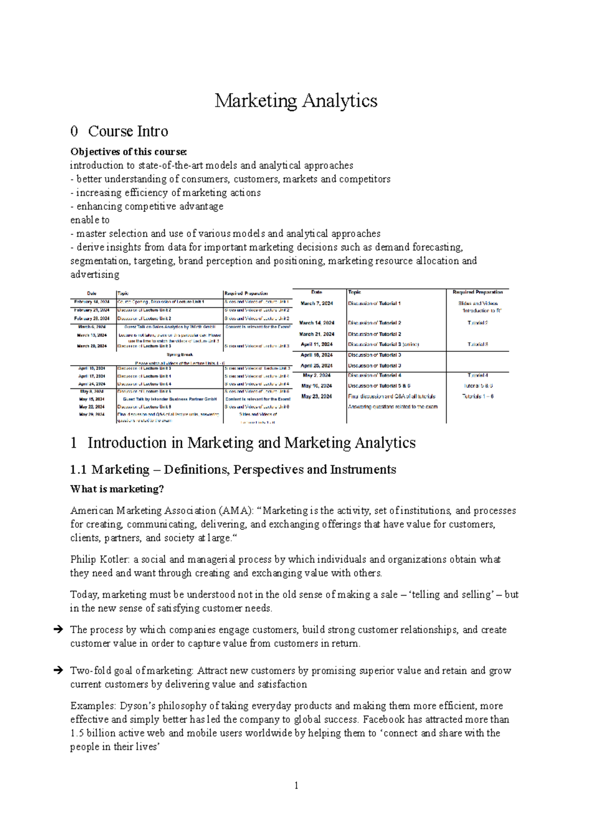 Marketing Analytics Summary - Marketing Analytics 0 Course Intro ...
