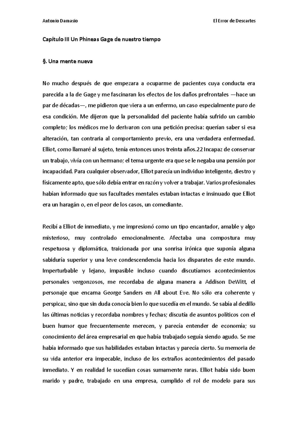 Práctica 3 Caso Elliot El error de descartes - CapÌtulo III Un Phineas ...