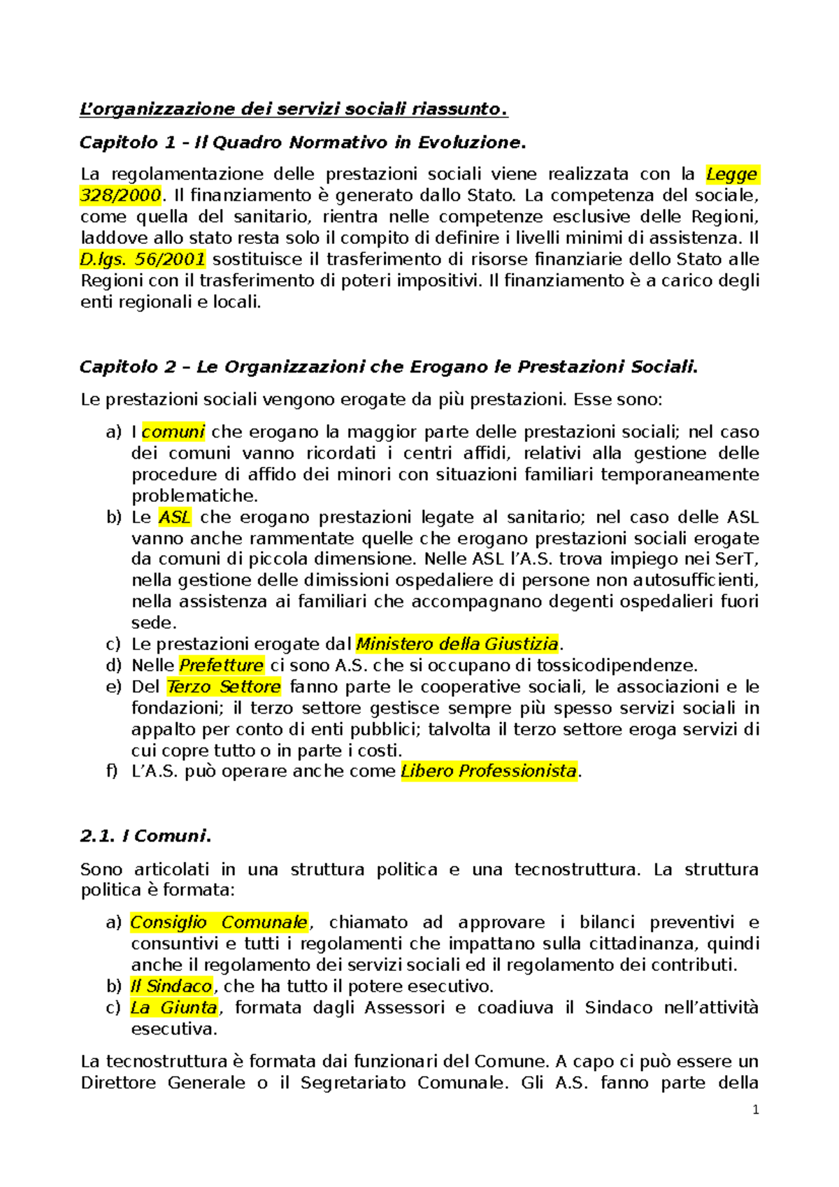 Riassunto L'organizzazione dei servizi sociali, M.Balducci, L.Tre Re ...