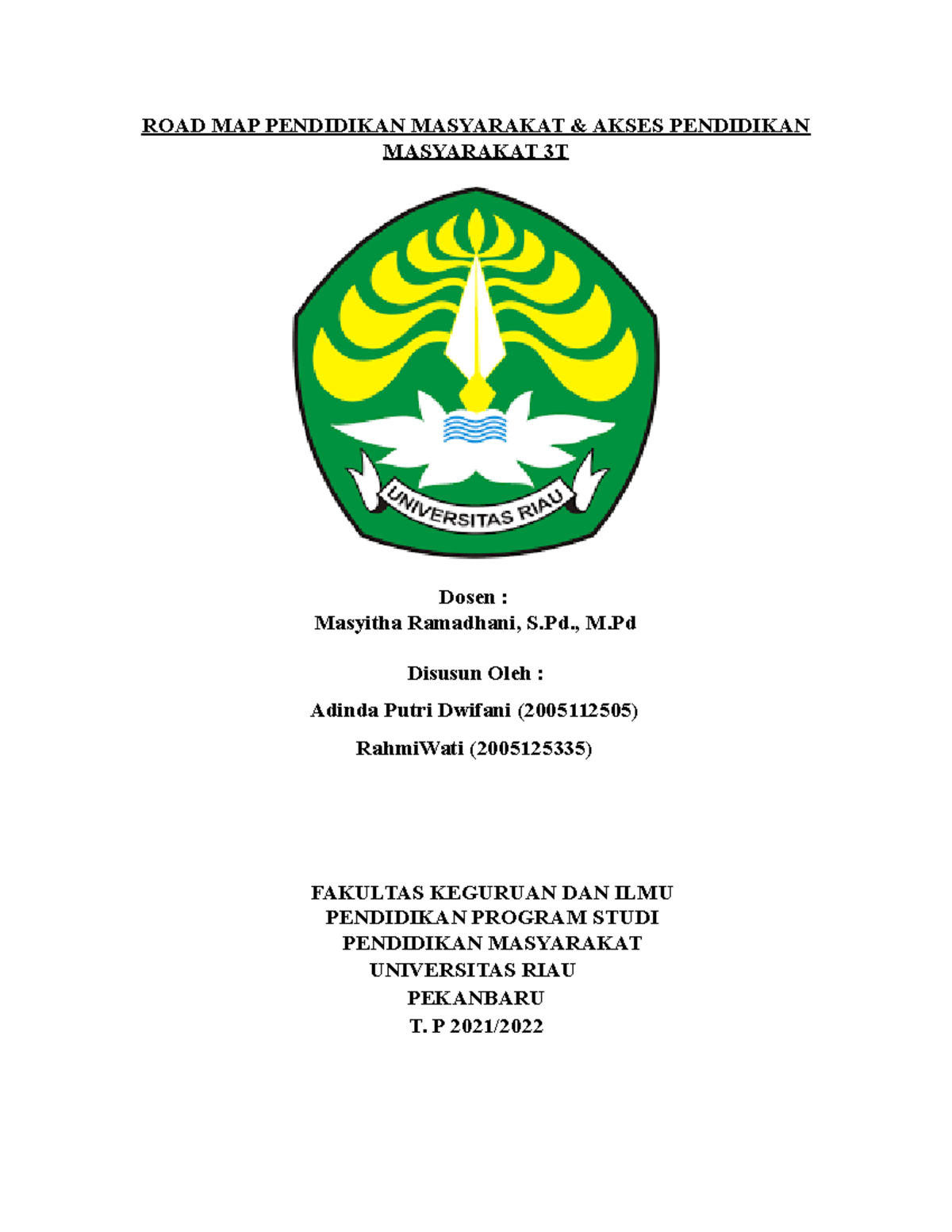 Makalah pendidikan masyarakat 3T - ROAD MAP PENDIDIKAN MASYARAKAT ...