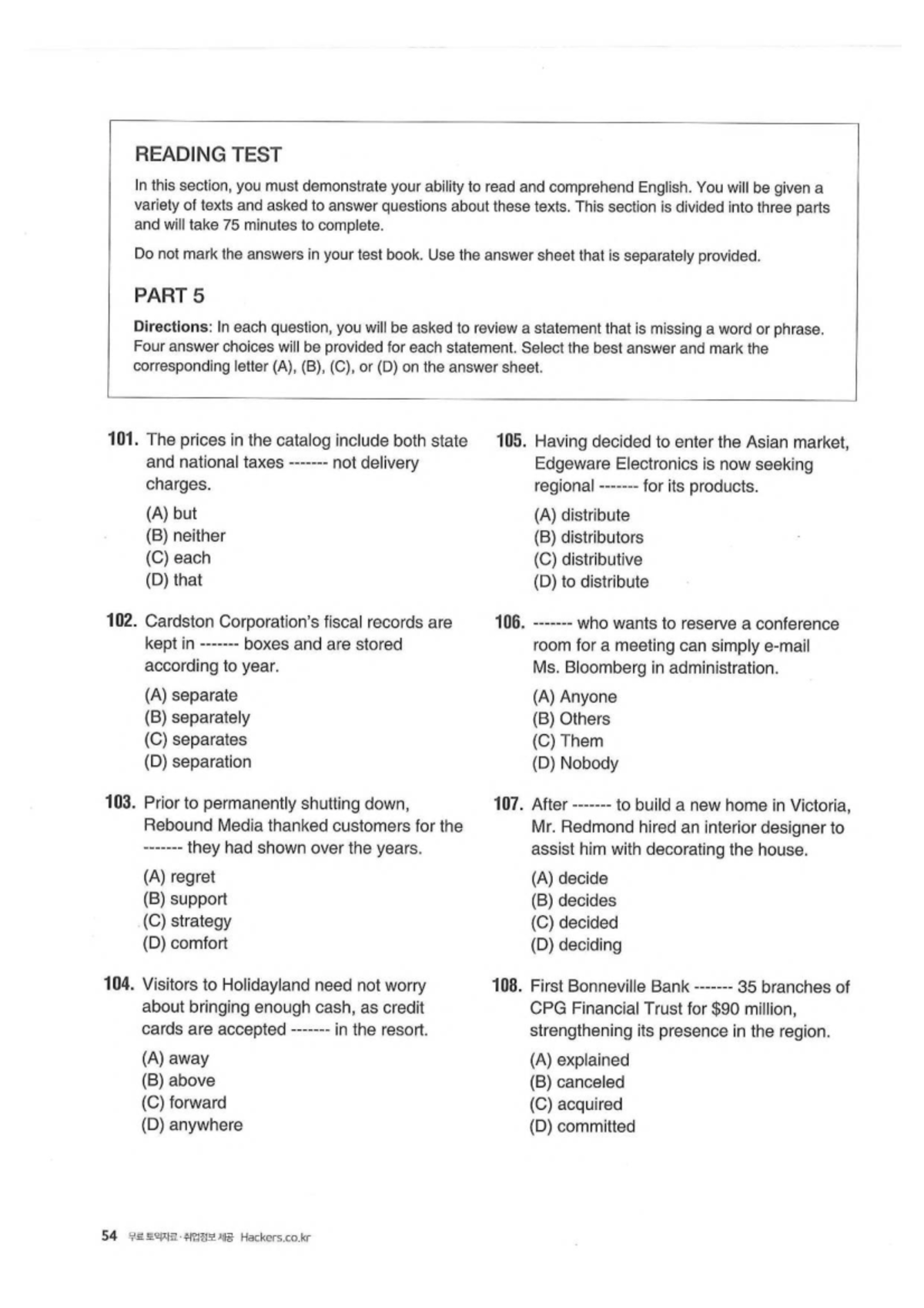 Hecker đề 2 - READING TEST In this section, you must demonstrate your ...