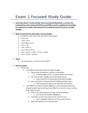 Exam 3 Focused Study Guide - Exam 3 Focused Study Guide: Math o Dosage ...