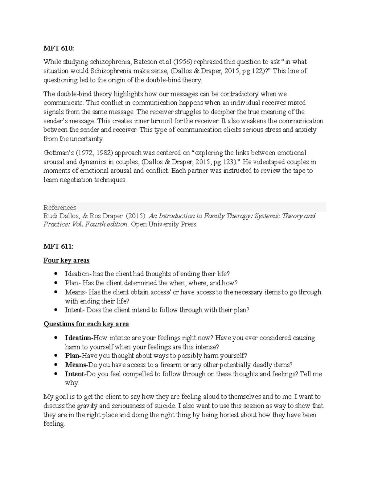 MFT 610 and 611 Module 5 Discussion 1 - MFT 610: While studying ...