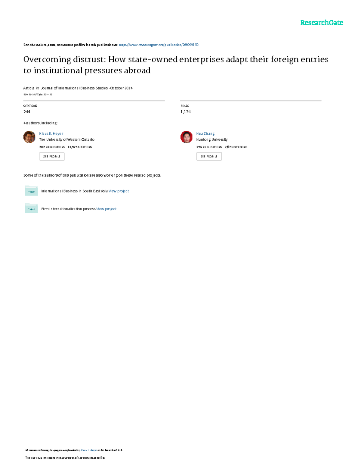 2014 Meyer Ding Li Zhang JIBS Overcoming-distrust - See discussions ...