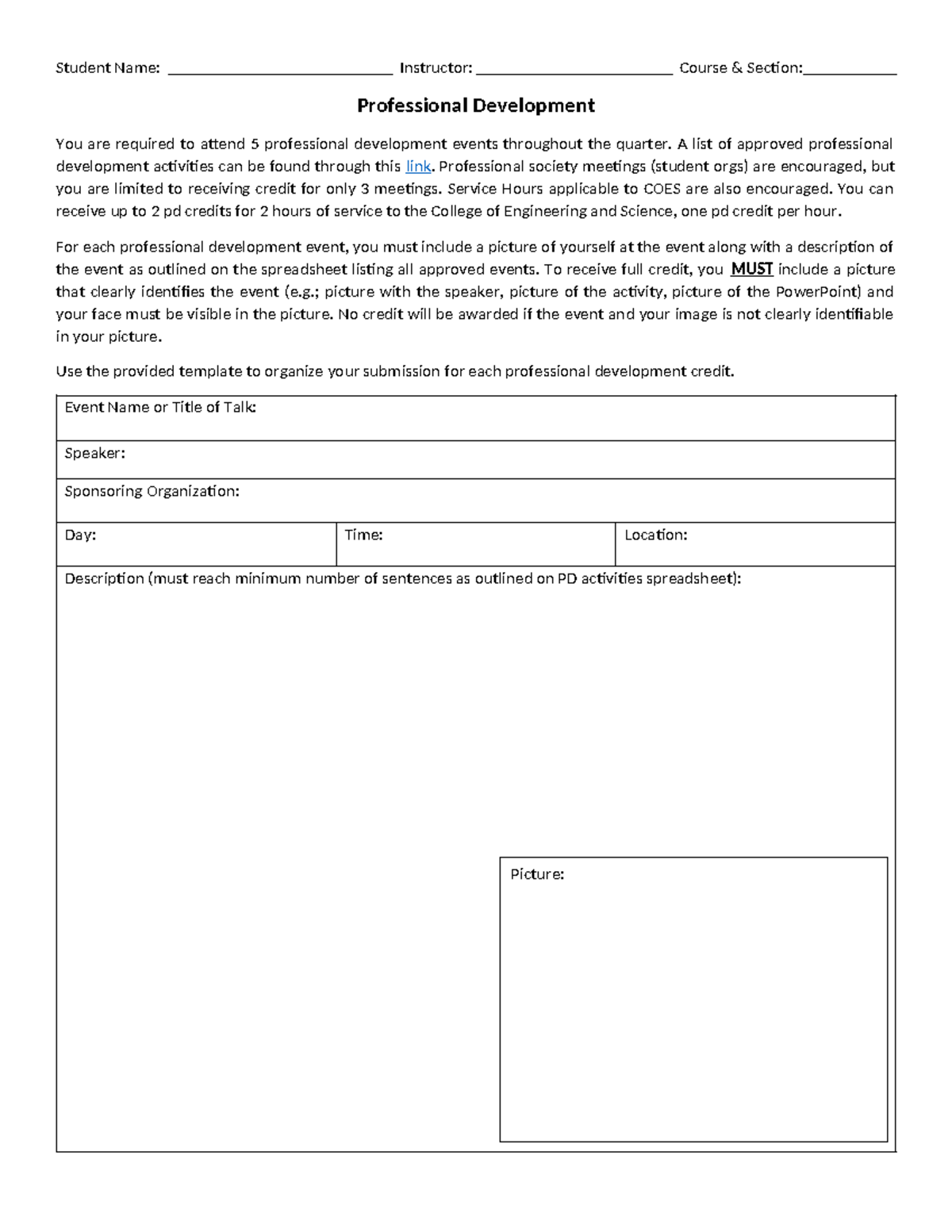 PD Template (11) - professional development templet - Student Name ...