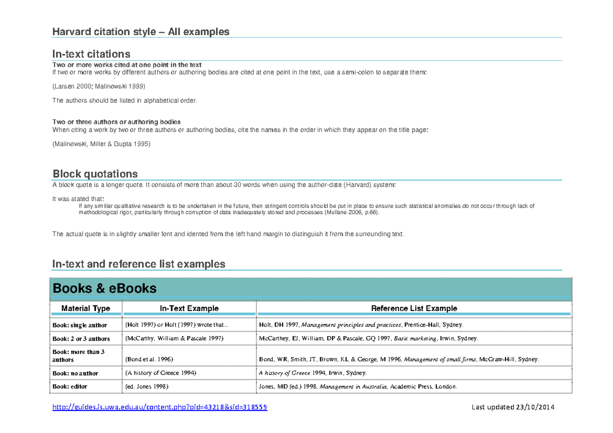 141024 Harvard citation style - All examples table - In-text citations ...