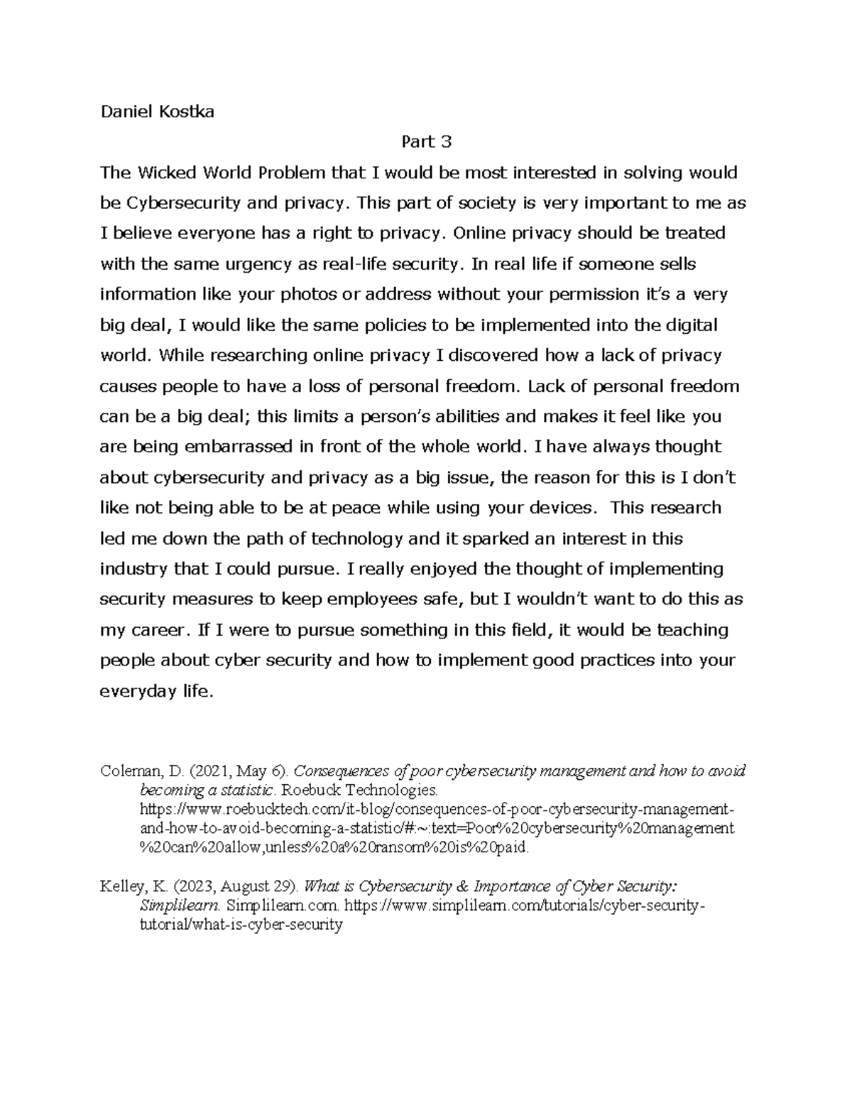 Part 2 Wicked World Problems - Daniel Kostka Part 3 The Wicked World ...