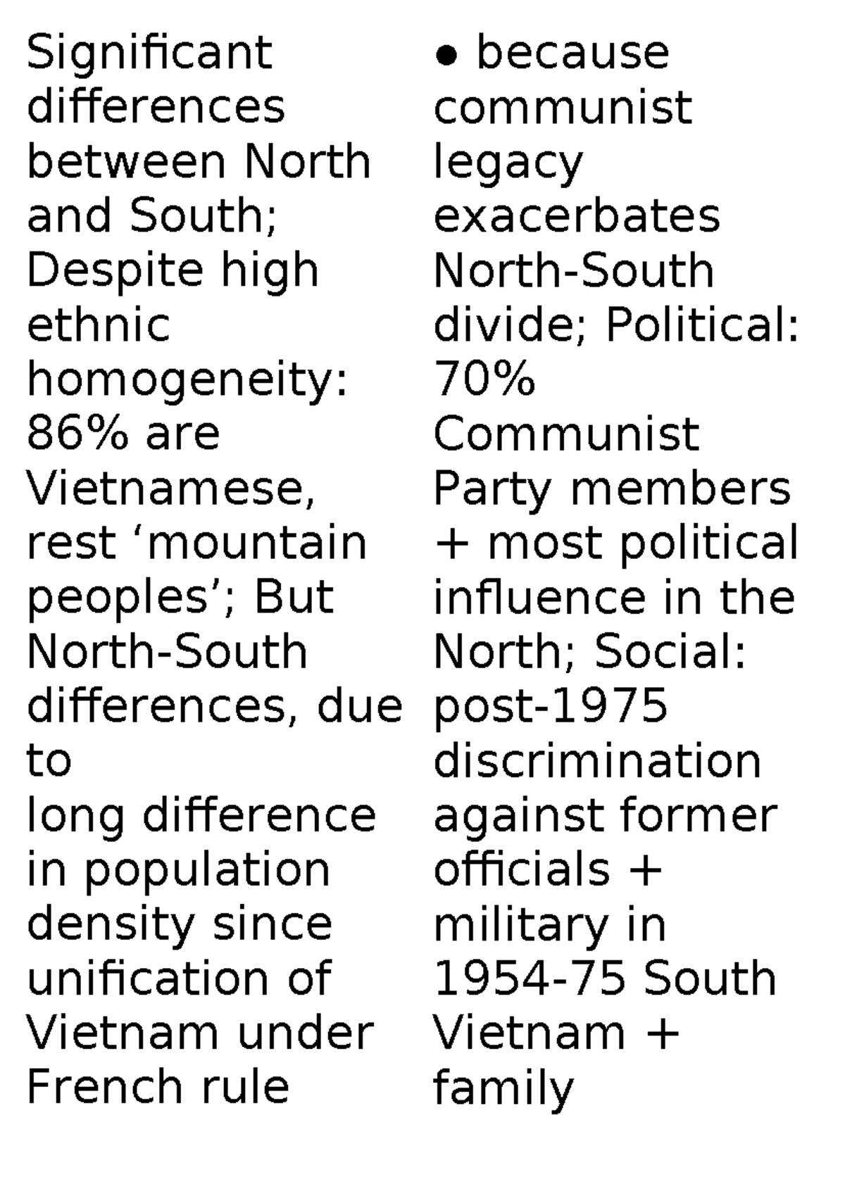 BUSI cheat sheet - Significant differences between North and South ...