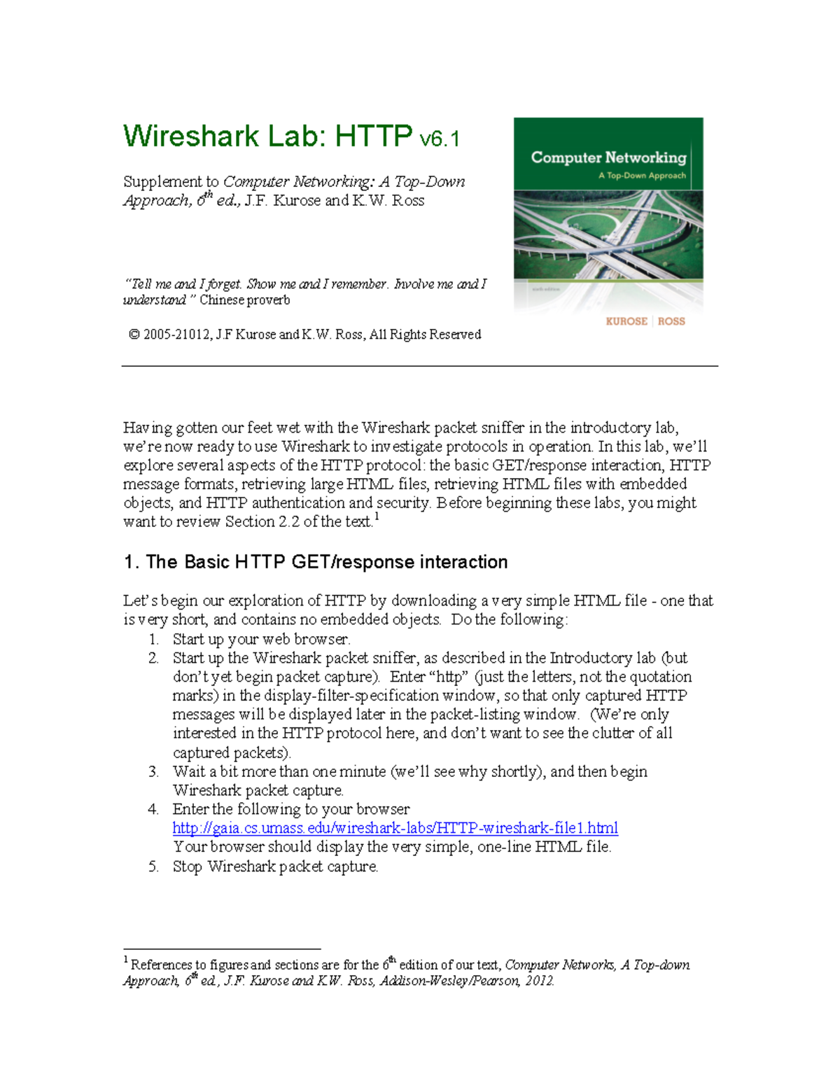 Wireshark HTTP v6 - Wireshark Lab: HTTP v6. 1 Supplement to Computer Networking: A Top-Down ...