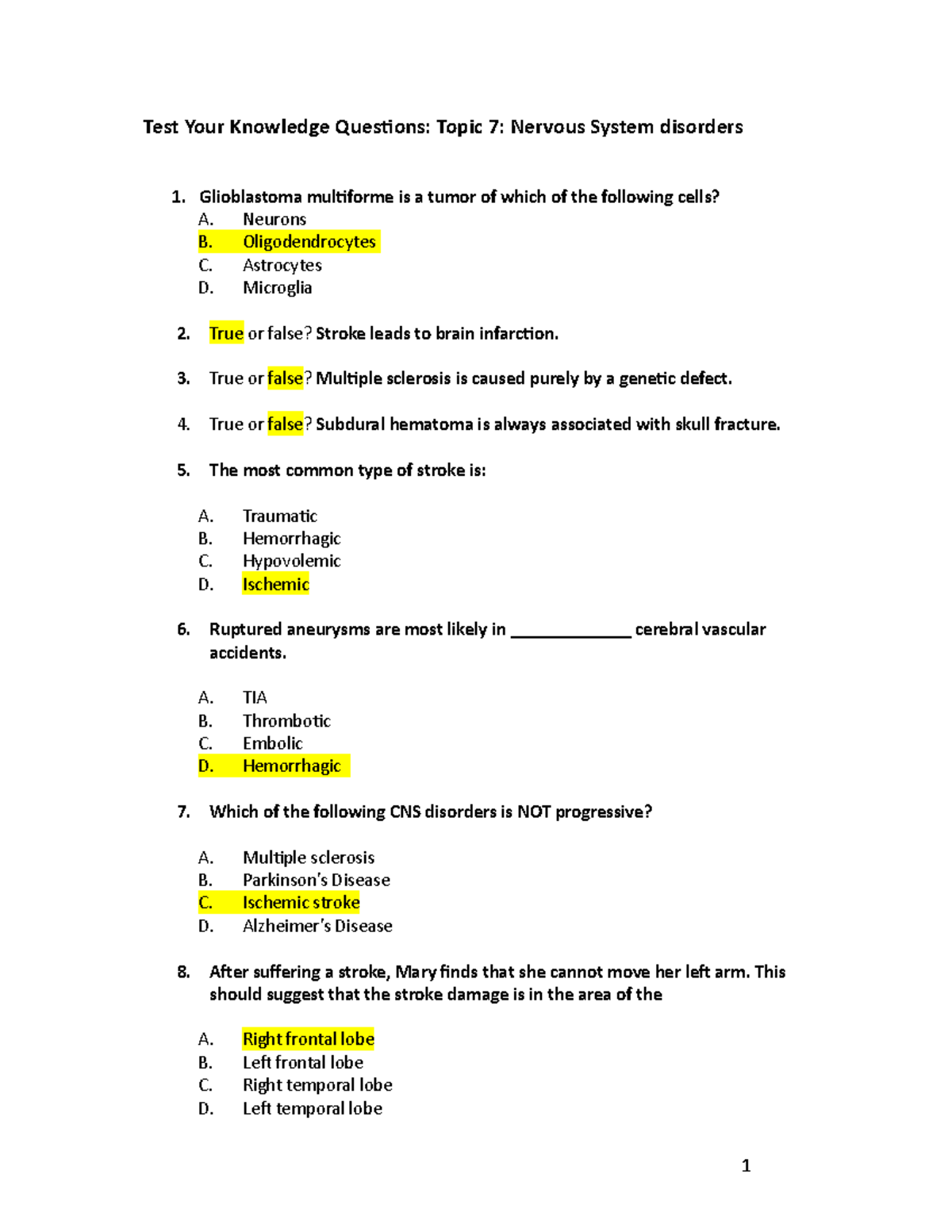 Topic 7 TYK - Test your knowledge questions - Test Your Knowledge ...
