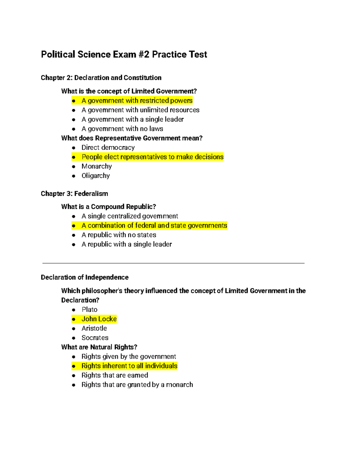 Political Science Exam #2 Practice Test - Madison establish? Judicial ...