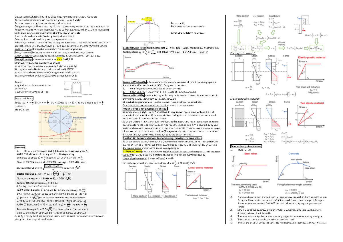Concrete and steel material, Flexure theory - Design code: ACI Building ...