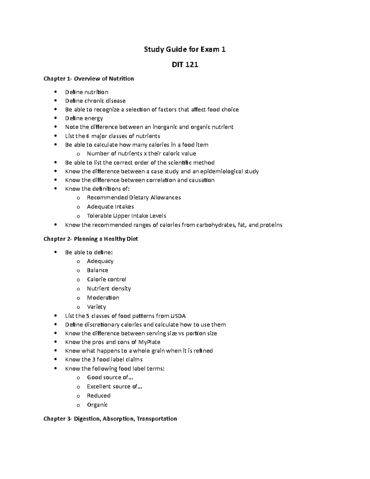 Study+Guide+for+Exam+1 - Study Guide for Exam 1 DIT 121 Chapter 1 ...