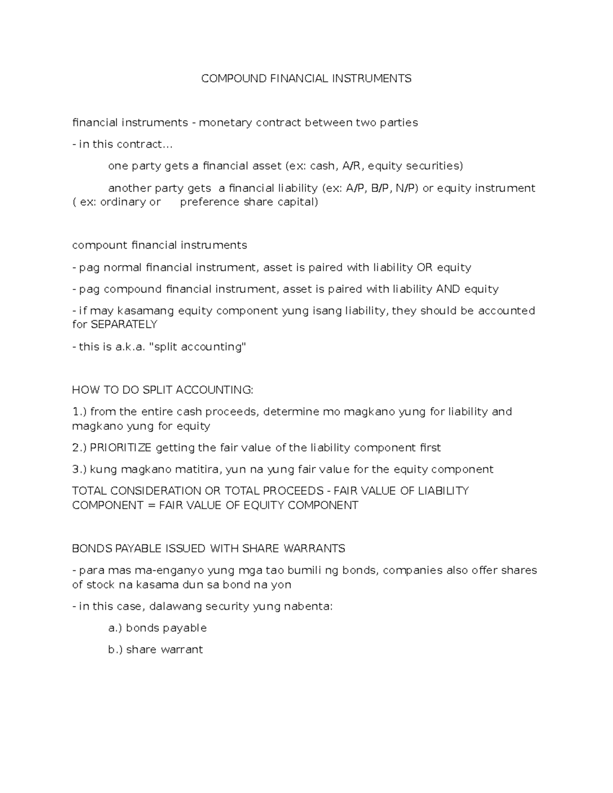 Compound Financial Instruments - COMPOUND FINANCIAL INSTRUMENTS ...