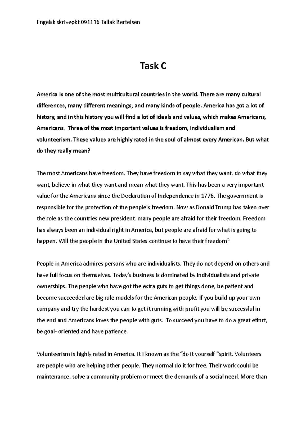 Task C eng skriveøkt 091116 - Engelsk skriveøkt 091116 Tallak Bertelsen ...